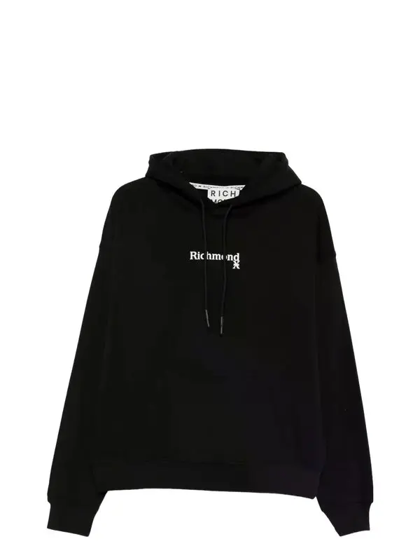 John Richmond Hooded Pullover With Logo - Black