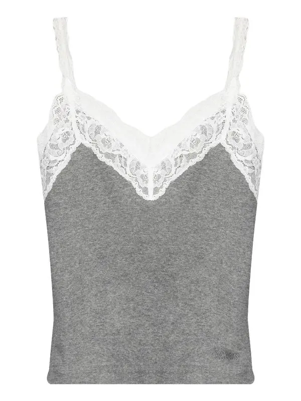 Vetements Lace-trimmed Tank Top - Grey