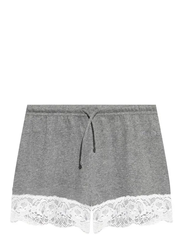 Vetements Lace Trim Mini Shorts - Grey