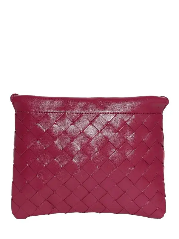 Bottega Veneta Intrecciato Leather Pouch - Burgundy
