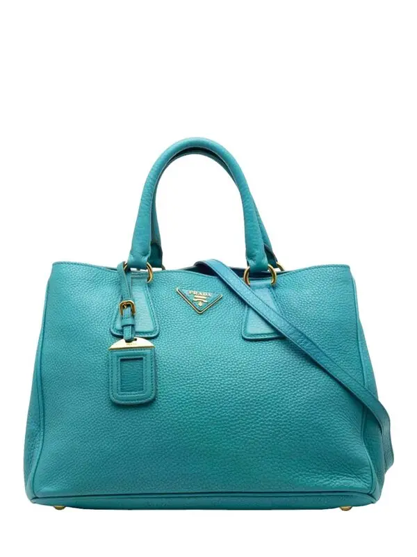 Prada 2010-2025 Vitello Daino Open Convertible Tote Satchel - Blue
