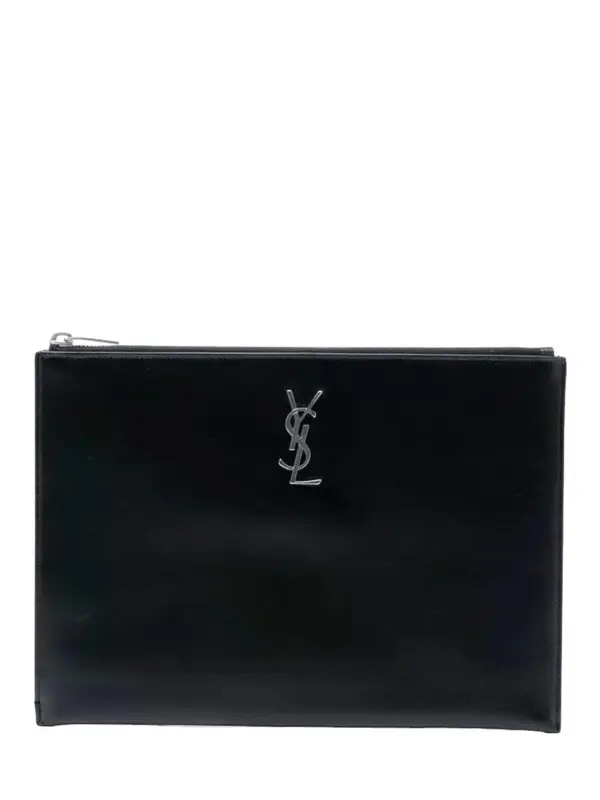 Saint Laurent 2018 Leather Monogram Ipad Case Clutch - Black