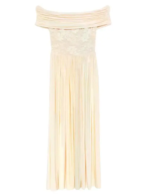 Zimmermann Lace-detail Pleated Maxi Dress - Neutrals