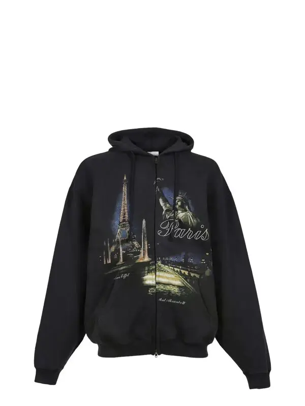 Vetements Graphic Zip-up Hoodie - Black