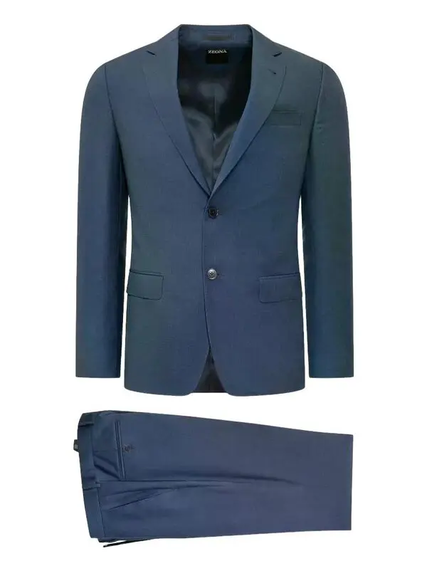 Zegna Button-up Wool Suit - Blue