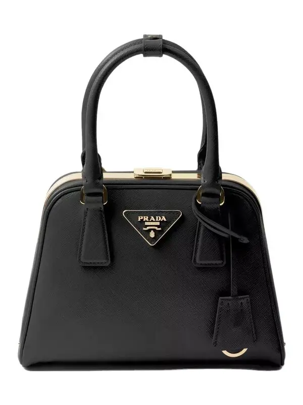 Prada Pyramid Leather Tote - Black