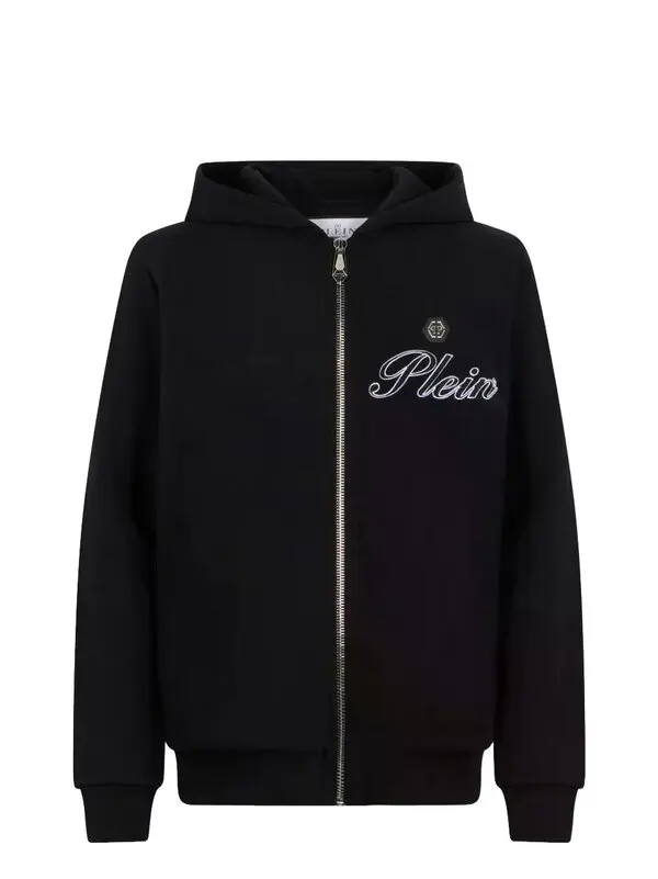 Philipp Plein Logo-embroidered Zip Hoodie - Black