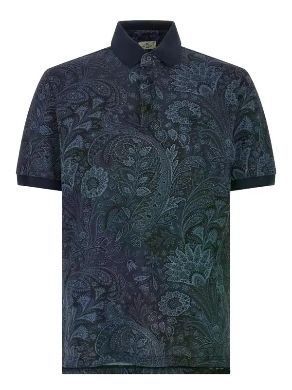 Etro Arnica Paisley Pegaso Polo Shirt - Blue