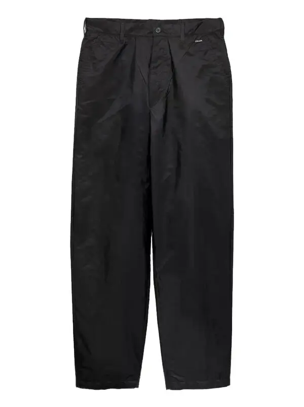 Prada Wide-leg Logo-detail Trousers - Black