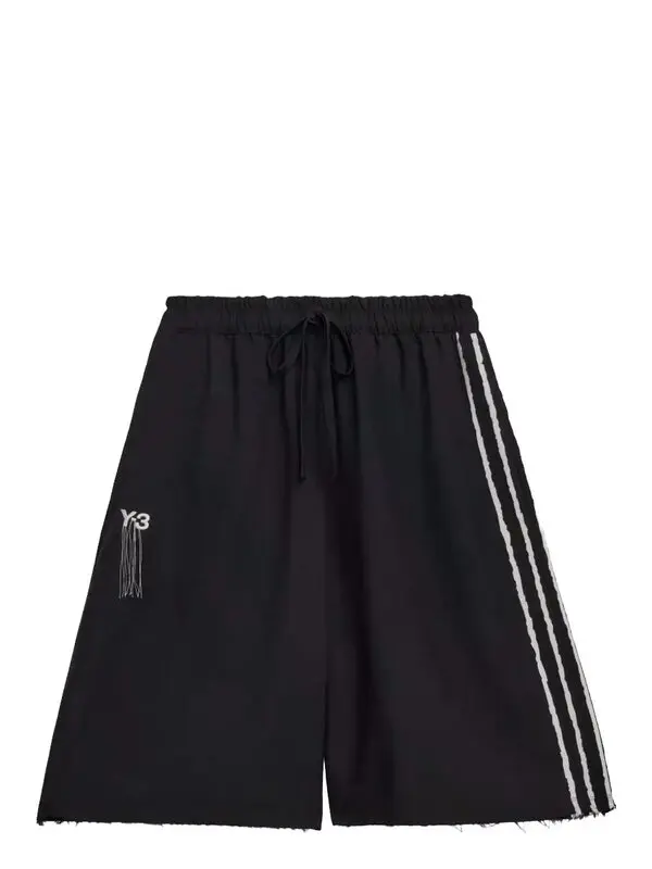 Y3 Strip-embellished Frayed Shorts - Black