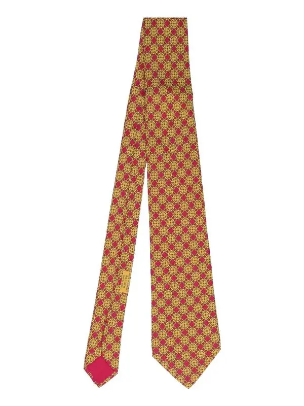 Hermès Patterned Geometrical Silk Tie - Red