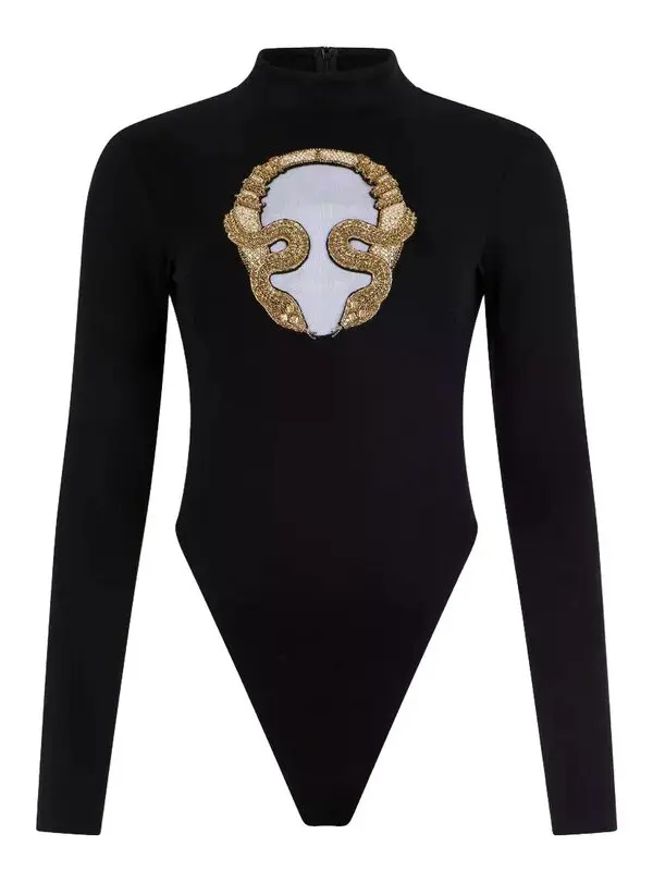 Roberto Cavalli Embroidered Long-sleeve Top - Black