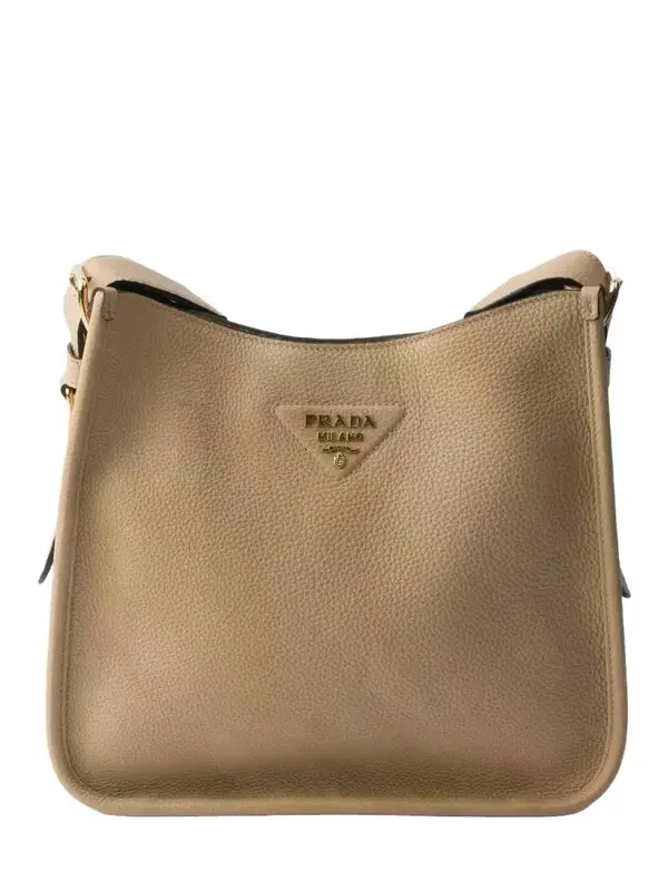 Prada Logo-detail Leather Shoulder Bag - Neutrals