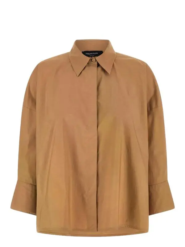 Fabiana Filippi Tulle Diamond-thread Shirt - Brown
