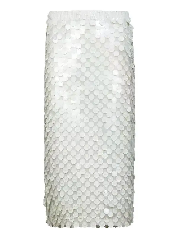 P.a.r.o.s.h Sequin Embellished Midi Skirt - White