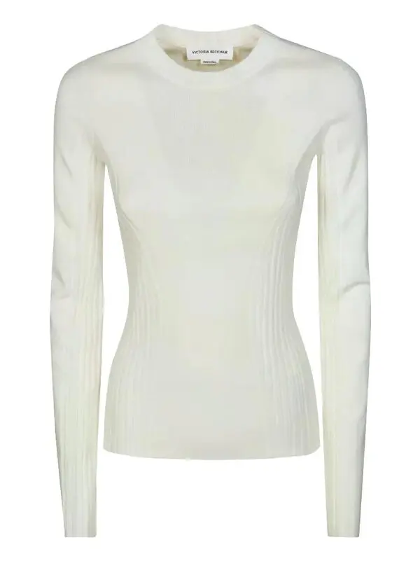Victoria Beckham Long-sleeve Ribbed T-shirt - Neutrals