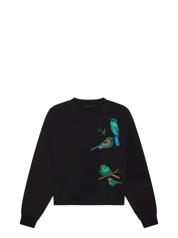 PLACE OF ËLMS Birds-embroidered Sweatshirt - Black