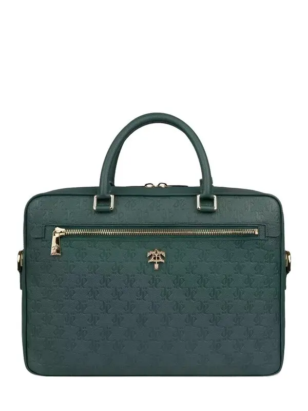 PLACE OF ËLMS Monolink-debossed Leather Briefcase - Green
