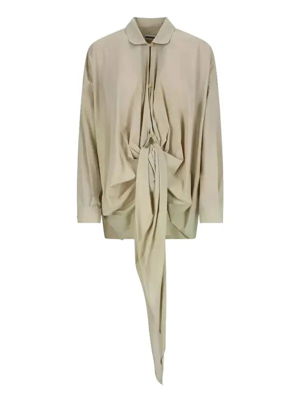DARKPARK Romy Tie-fastening Draped Shirt - Neutrals