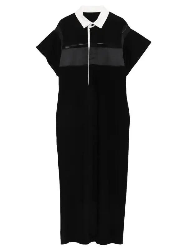 Sacai Polo-collar Midi Dress - Black