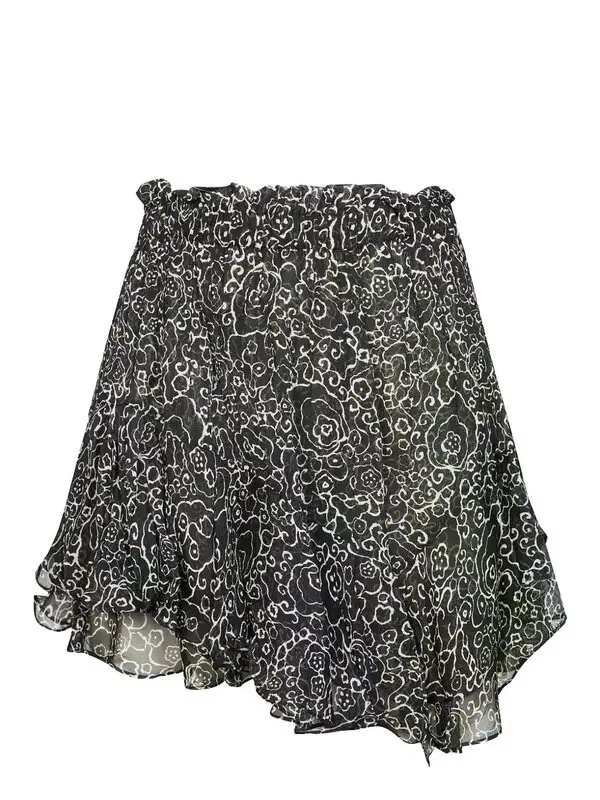 MARANT ETOILE Floral Print Ruffled Shorts - Black