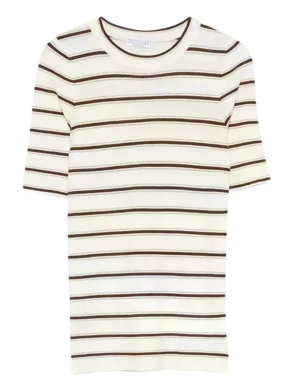 Brunello Cucinelli Striped T-shirt - Neutrals