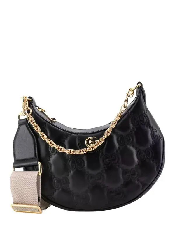 Gucci Half Moon Hobo Gg Matelasse Leather Small Crossbody Bag - Black
