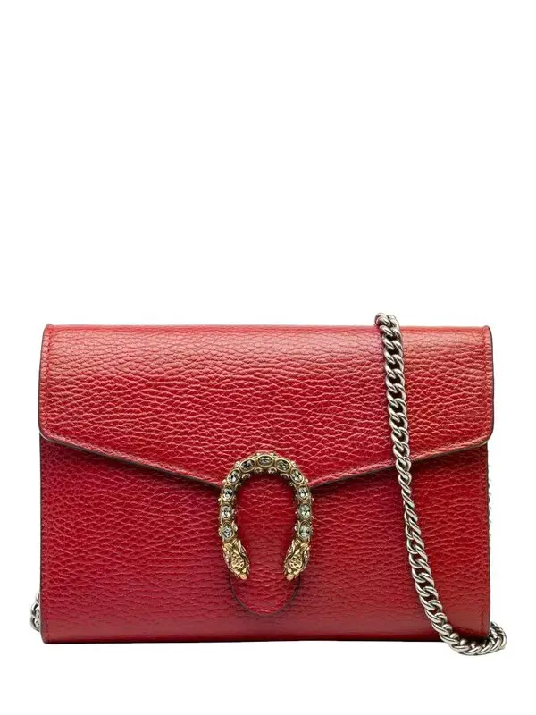 Gucci 2016-2025 Leather Dionysus Wallet-on-chain - Red