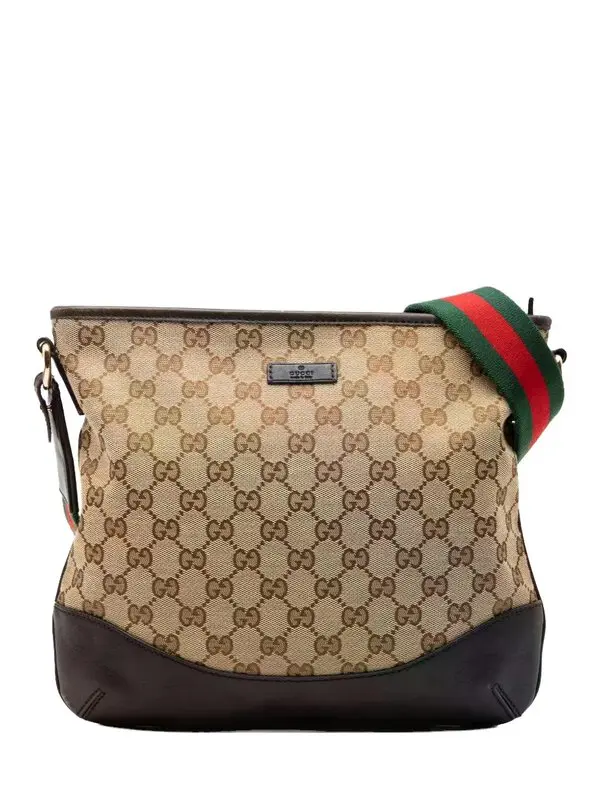 Gucci Gg Canvas Web Crossbody Bag - Brown