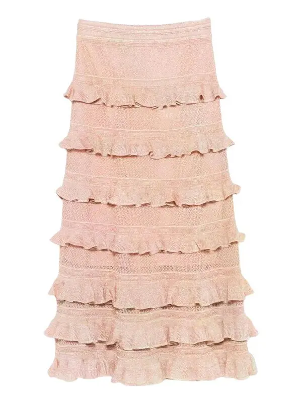Zimmermann Ruffled Maxi Skirt - Pink