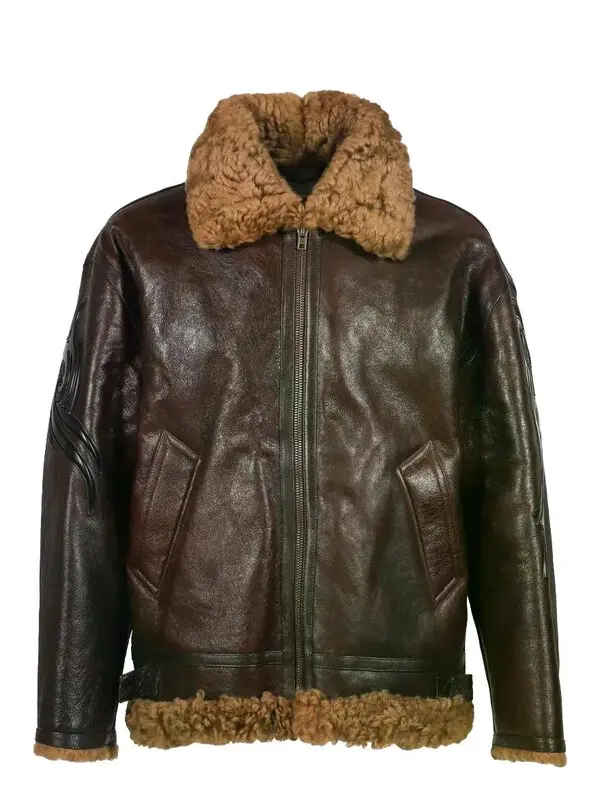 Vetements Shearling-trim Jacket - Brown