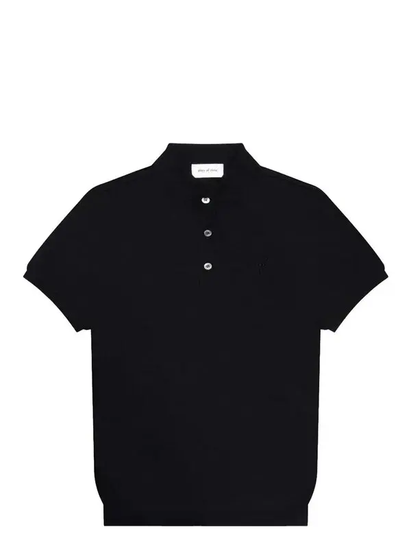 PLACE OF ËLMS Logo-embroidered Short-sleeve Polo Shirt - Black