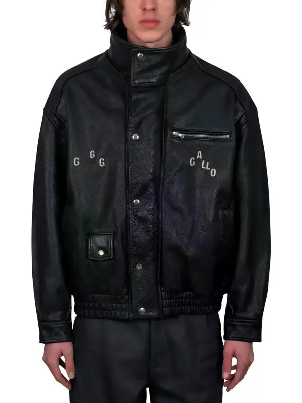PALY HOLLYWOOD Leather Bomber Jacket - Black