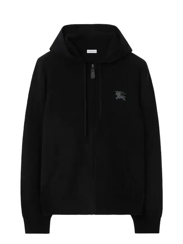 Burberry Equestrian Knight Wool Hoodie - Black