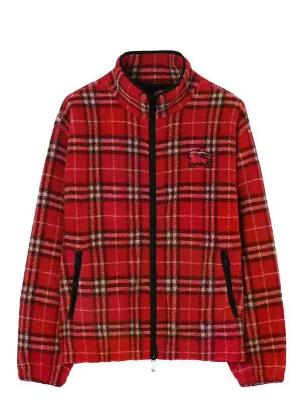 Burberry Check Fleece Funnel-neck Jacket - Red