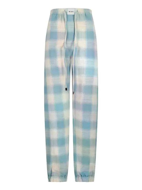 Attico Checked Drawstring Trousers - Blue
