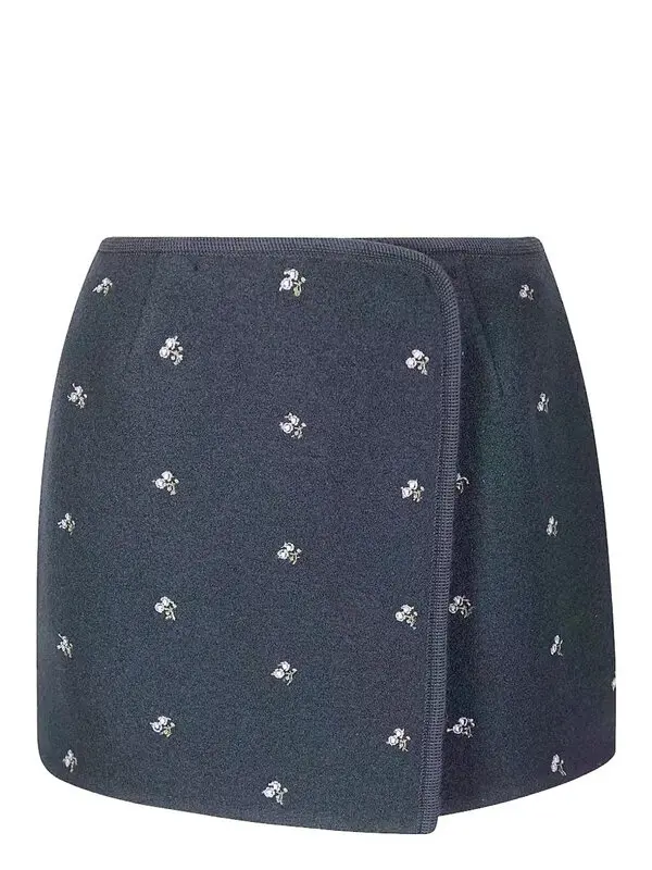 RIER Floral-detail Mini Skirt - Grey