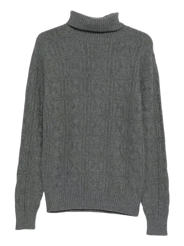 John Richmond Patterned Roll-neck Sweater - Grey
