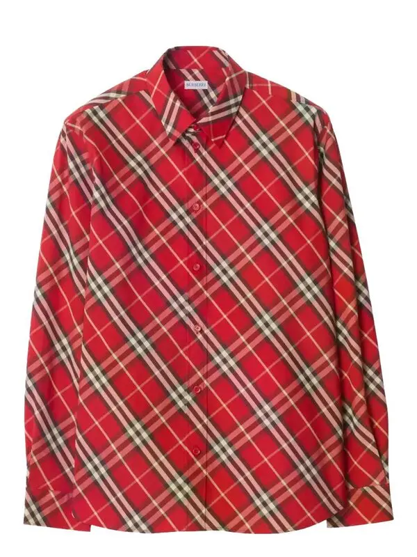 Burberry Relaxed Fit Check Cotton Shirt - Red