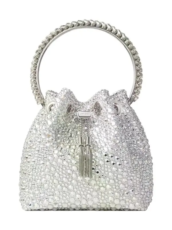 JIMMY CHOO Bon Bon Crystal-embellished Bucket Bag - Silver