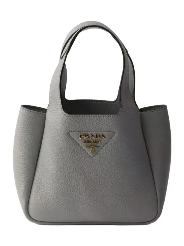 Prada Mini Leather Tote Bag - Grey
