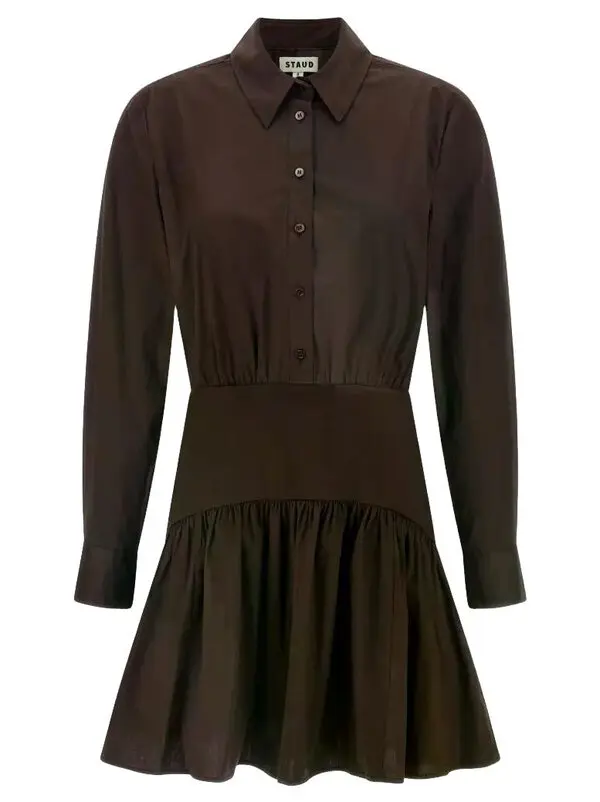Staud Rocco Long-sleeve Midi Shirt Dress - Brown