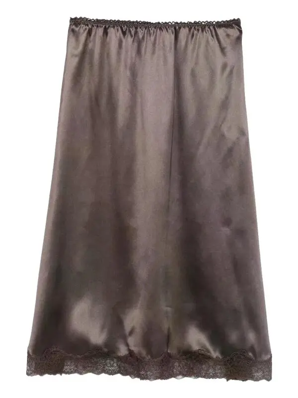Magda Butrym Lace-trim A-line Midi Skirt - Brown