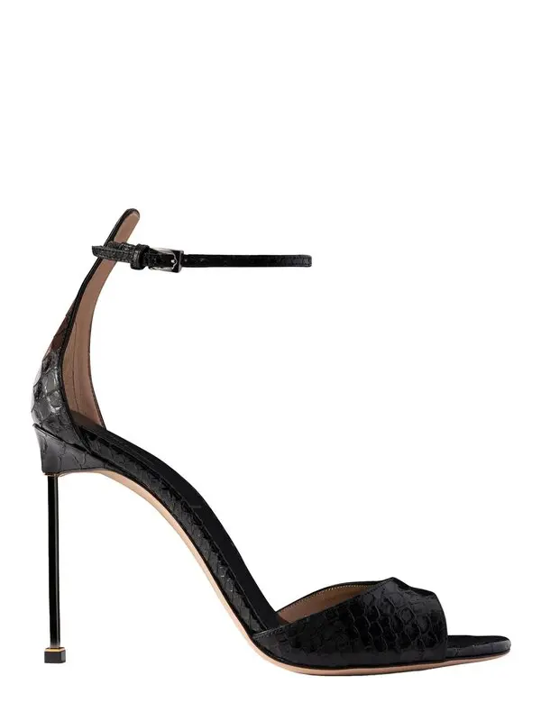 TOM FORD Snake-effect Leather Sandals - Black