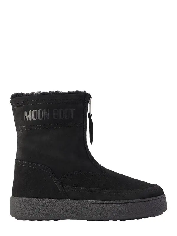 Moon Boot Lara Suede And Shearling Ankle Boots - Black