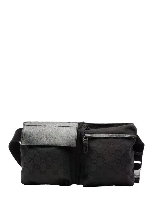 Gucci Gg Canvas Double Pocket Belt Bag - Black
