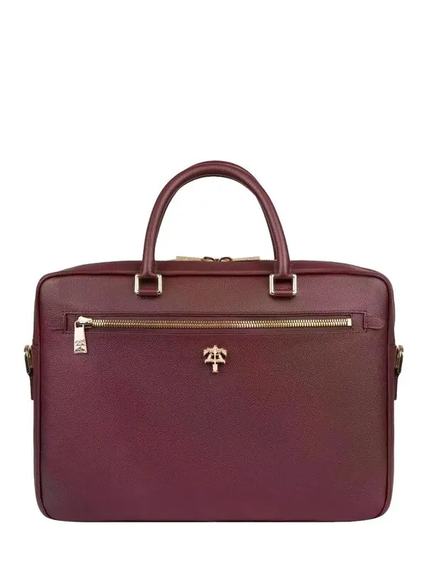 PLACE OF ËLMS Crest Grained Leather Briefcase - Red
