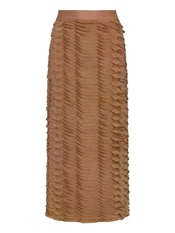 TWP Sylkie Ruffled Midi Skirt - Brown