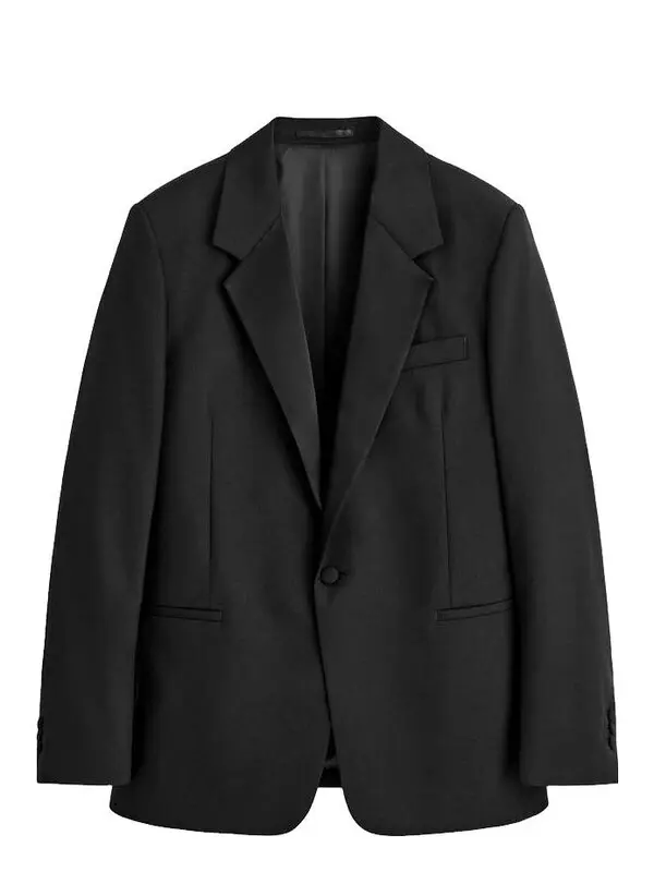 Cos Satin-collar Wool Blazer - Black