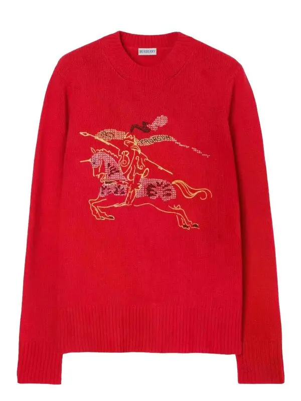 Burberry Equestrian Cross-stitch Sweater - Red
